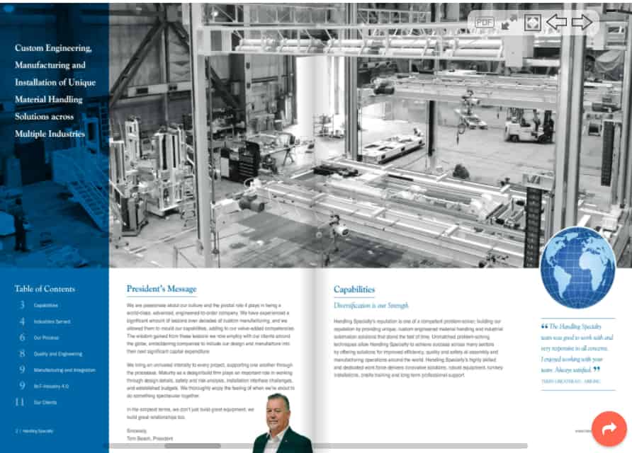 Explore Handling Specialty's New Corporate Brochure