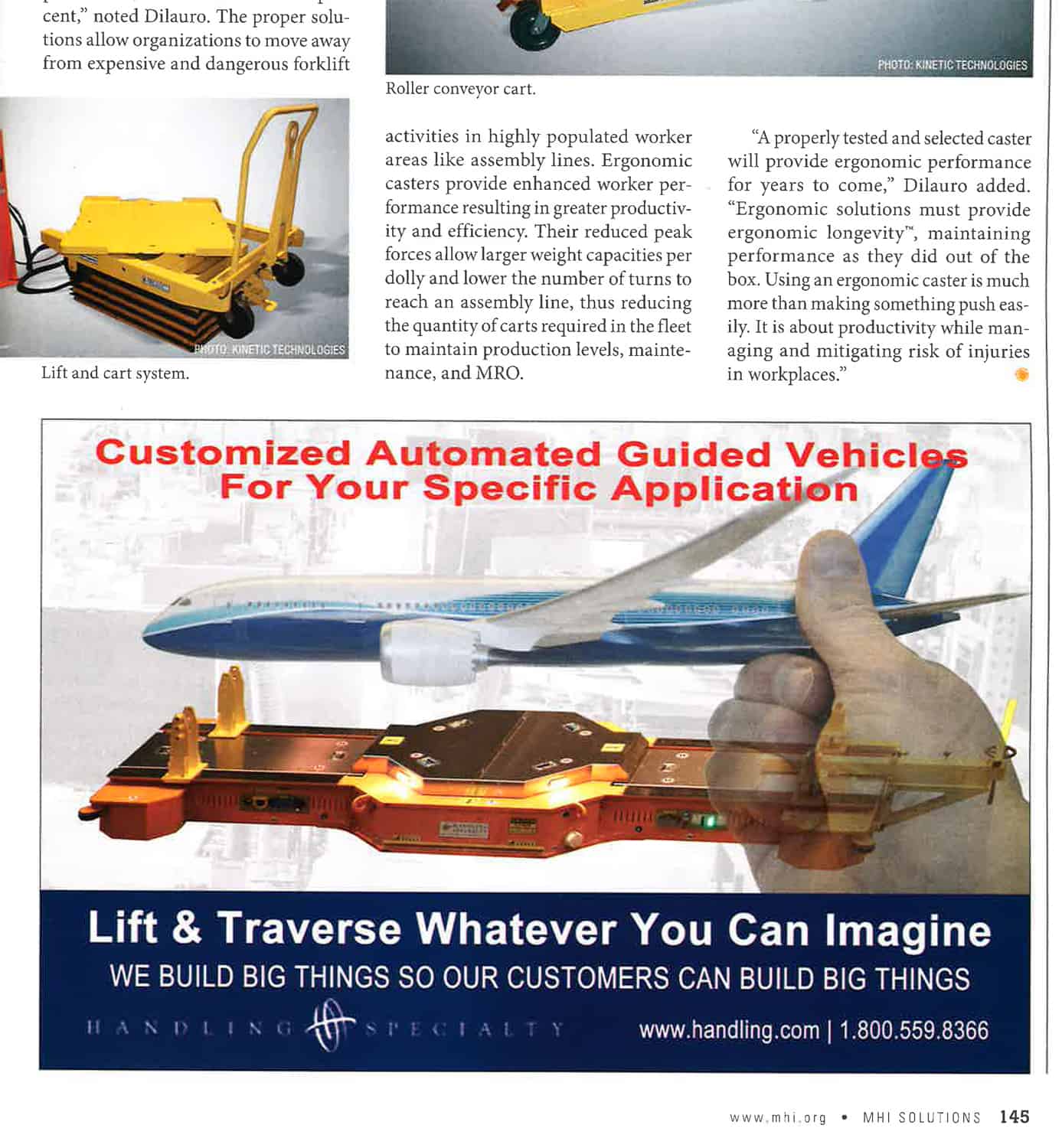 Handling Specialty's Innovative AGV Ad in MHI Magazine 2018