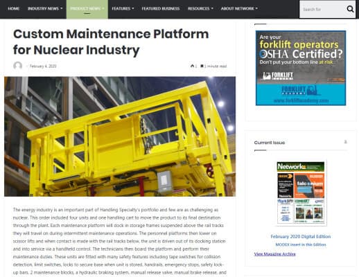 Building a Material Handling Network - Handling Specialty